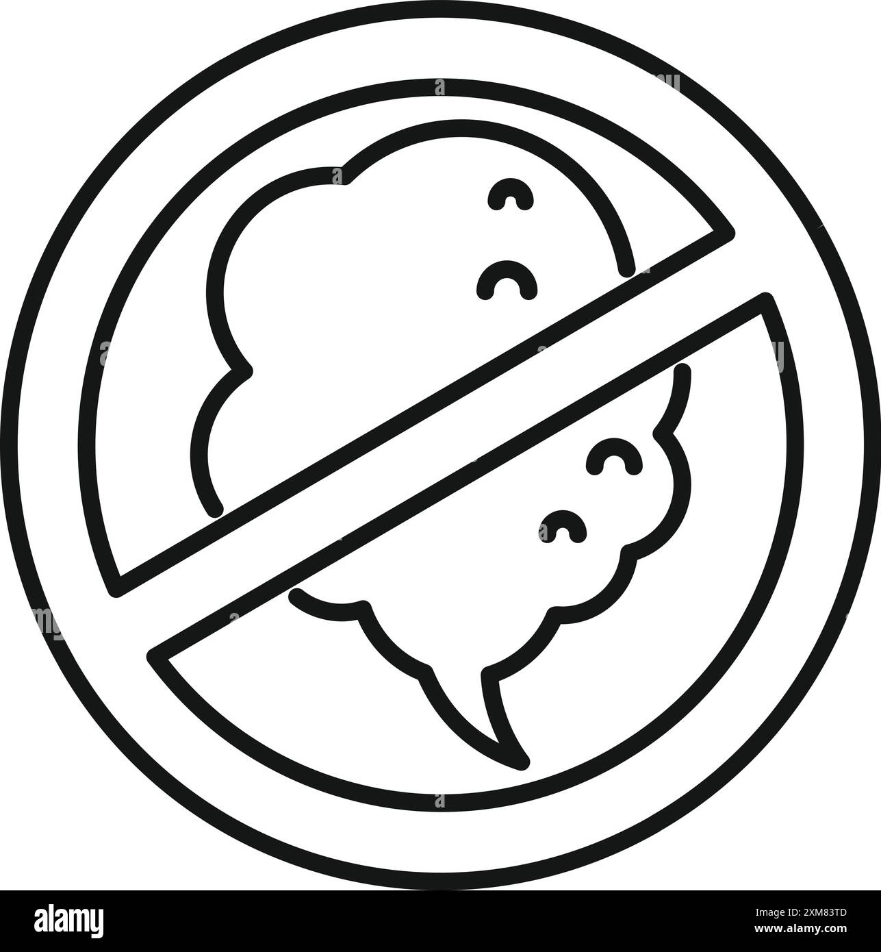 Simple black and white icon of a fart cloud crossed out with a ...