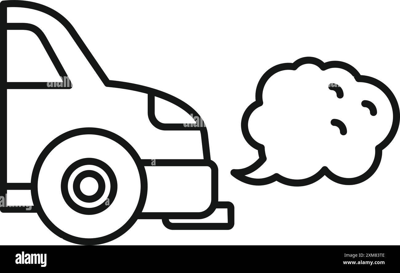 Line drawing of a car emitting exhaust fumes, symbolizing air pollution ...