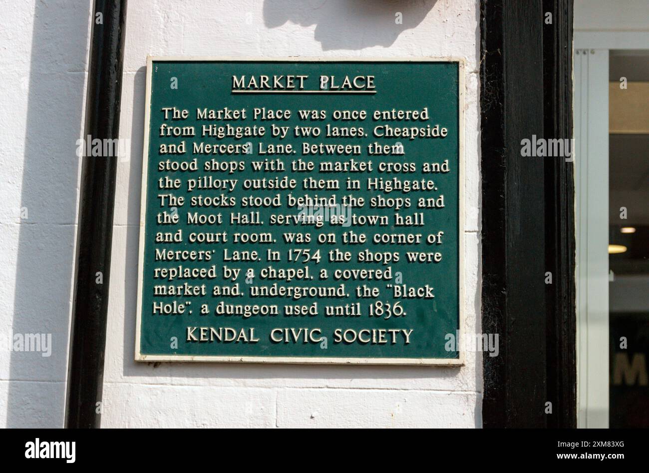 Market Place green plaque, Kendal Stock Photo - Alamy