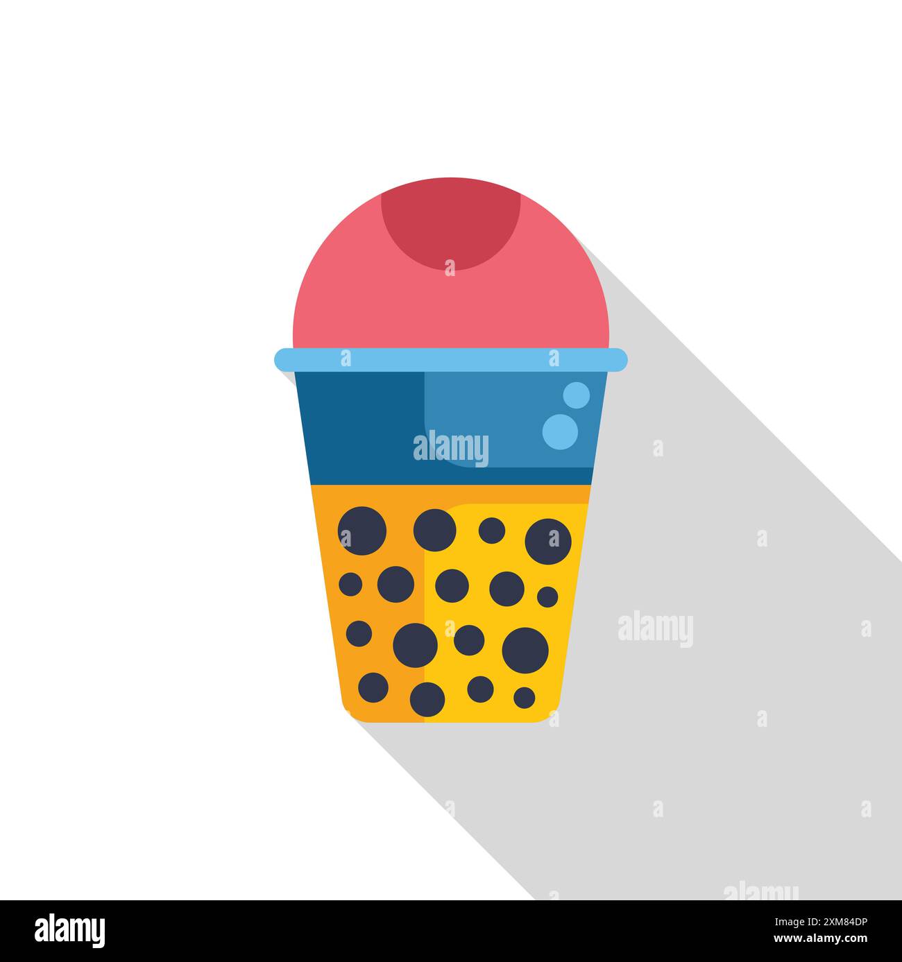 Bubble tea cup showing boba pearls and pink foam in modern flat design ...
