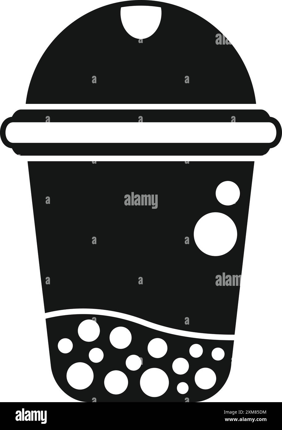 Simple silhouette of a bubble tea plastic cup full of delicious tapioca ...