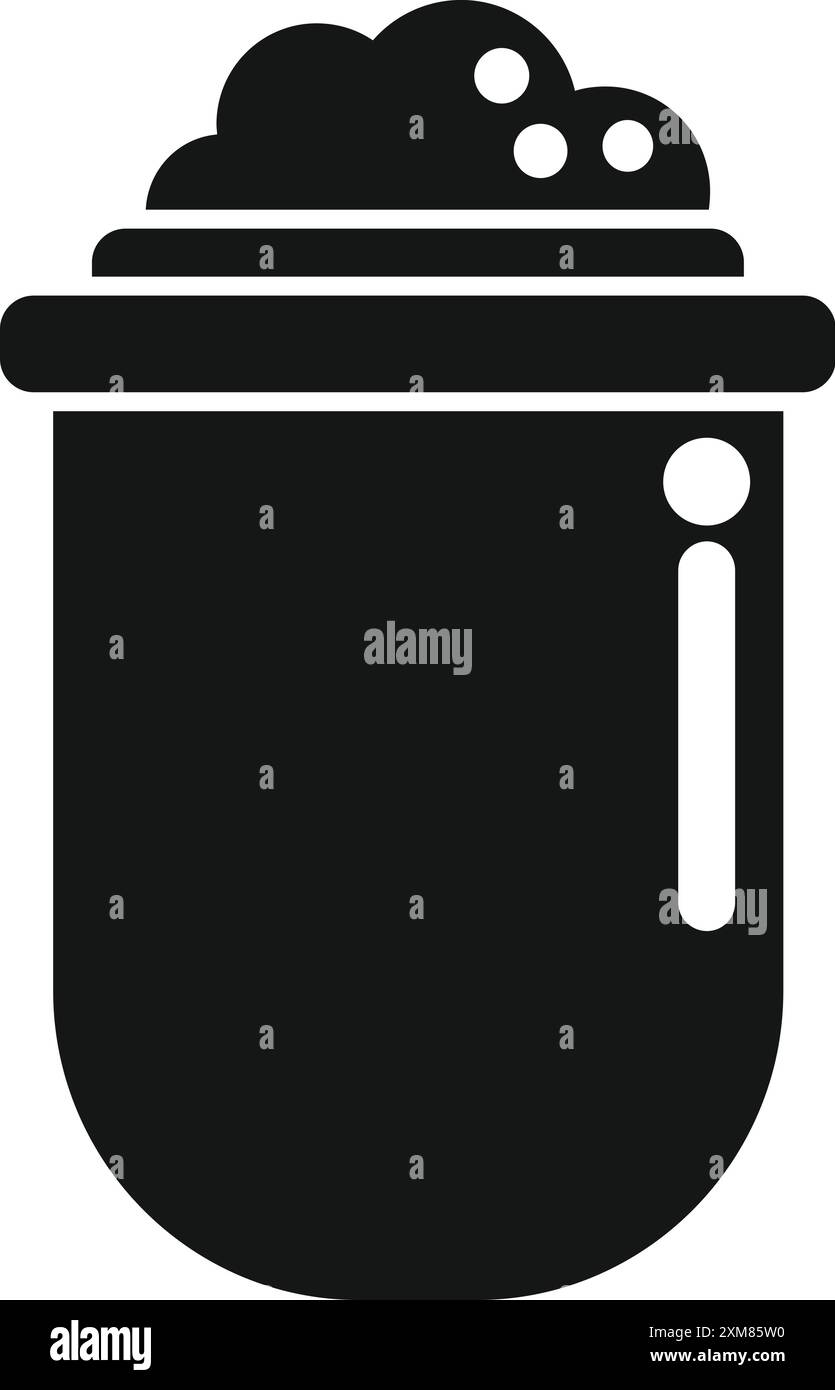 Black silhouette icon of a full trash can overflowing with garbage ...