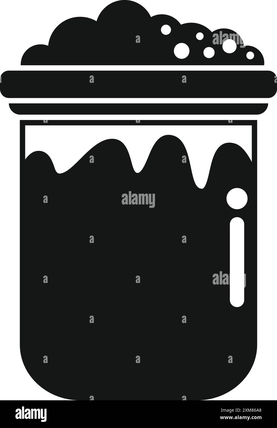 Black and white silhouette of a laboratory jar filled with a bubbling ...