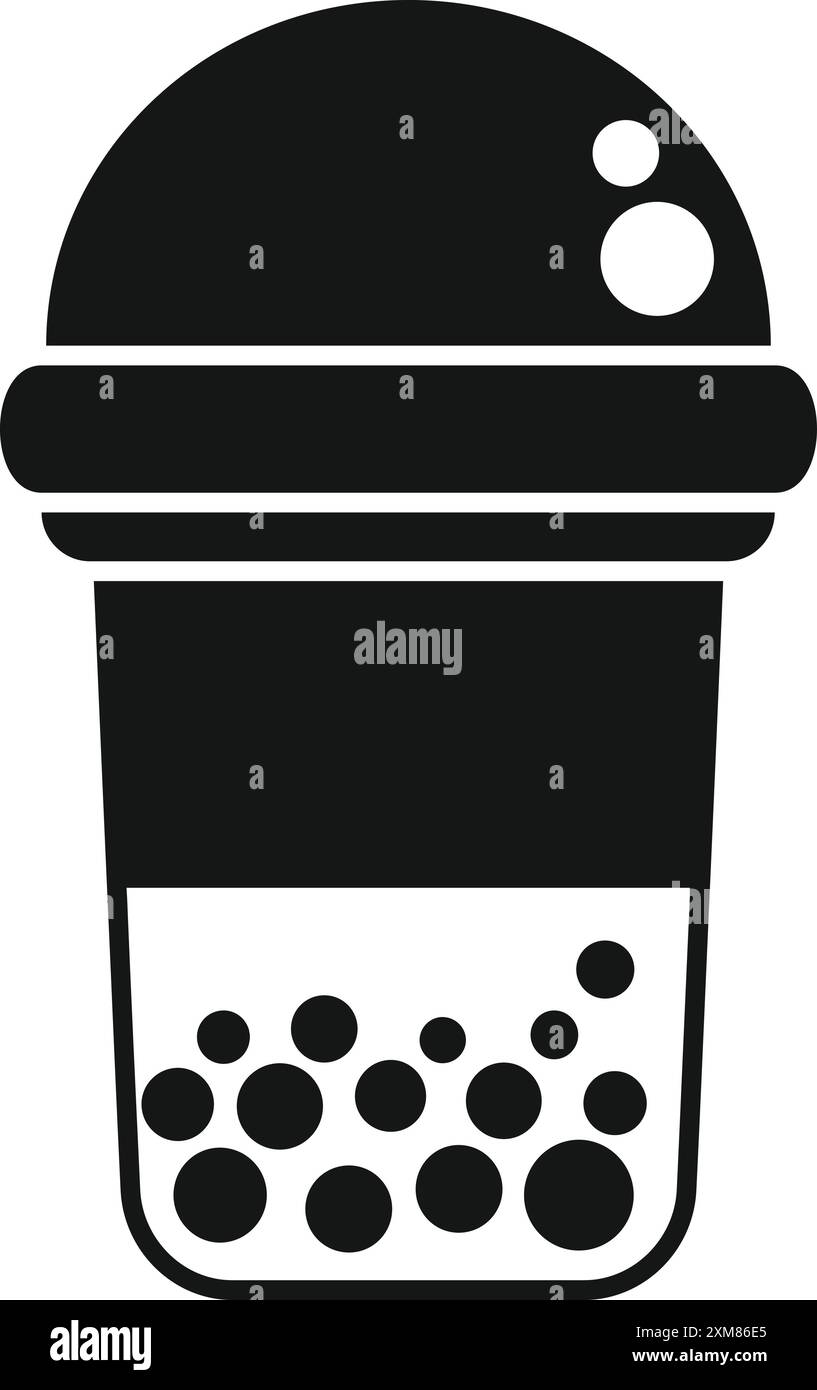 Simple black and white icon of a bubble tea cup with tapioca pearls Stock Vector Image & Art - Alamy