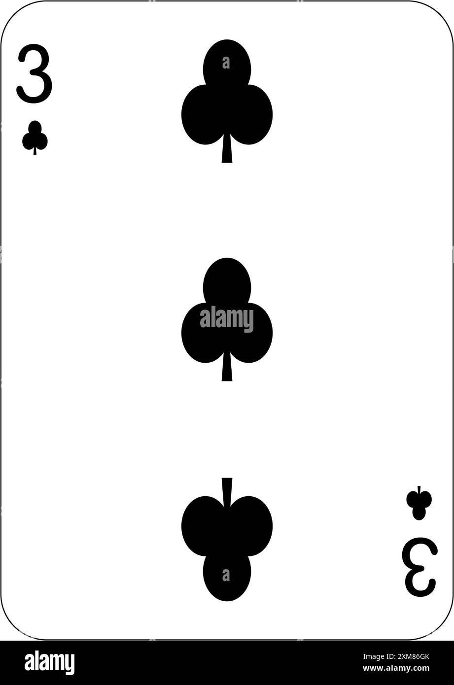 3 of clubs. One playing card, illustration Stock Photo - Alamy
