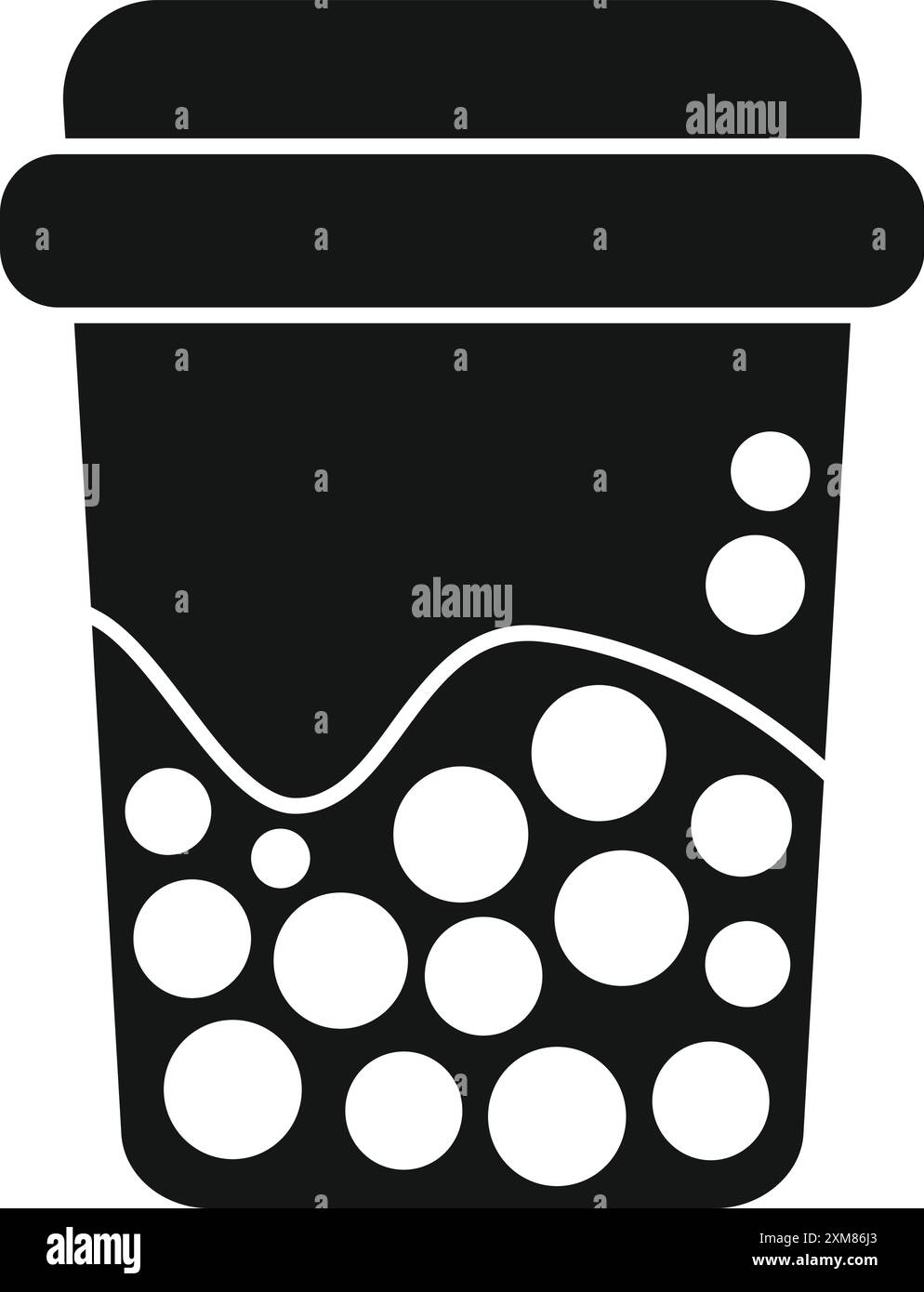 Bubble tea in plastic cup with lid showing tapioca pearls icon Stock ...