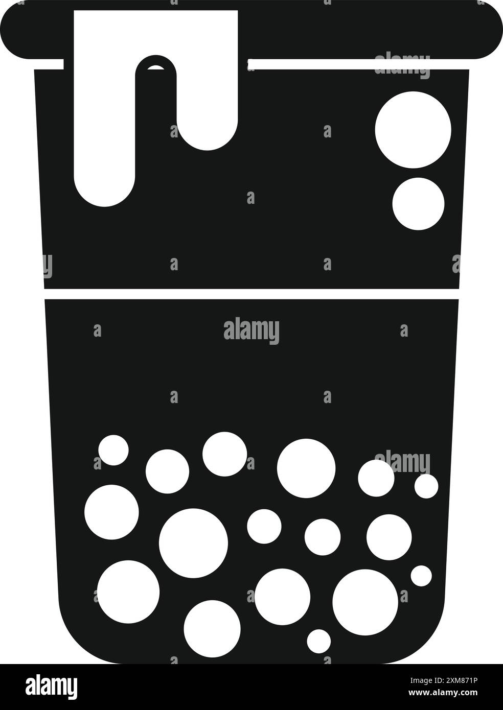 Simple icon of a plastic cup with boba tea and dripping cream Stock ...