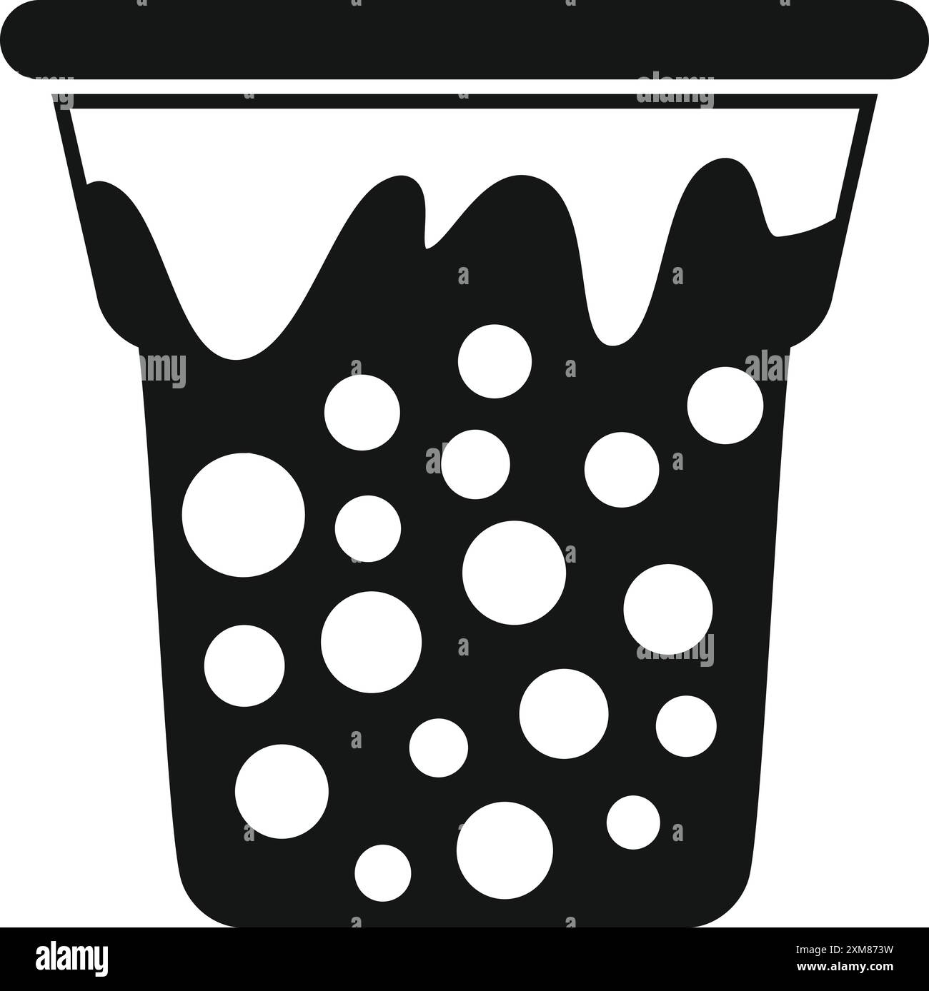 Black silhouette of a bubble tea cup filled with delicious tapioca ...