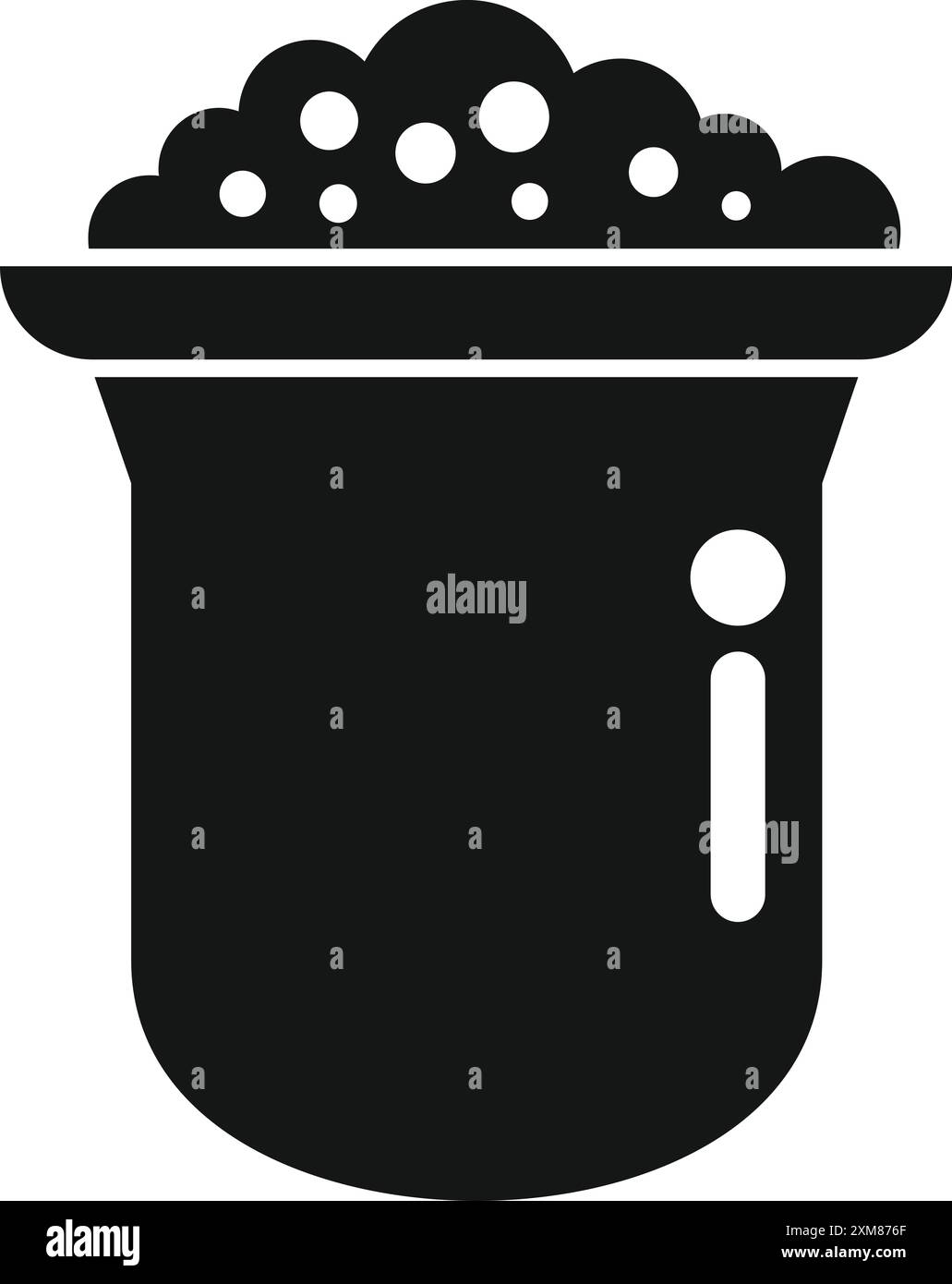 Simple icon of a science beaker with chemical solution bubbling inside ...