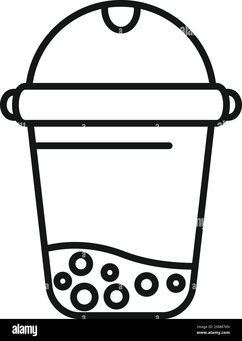 Simple line art icon of a bubble tea cup with tapioca balls Stock ...