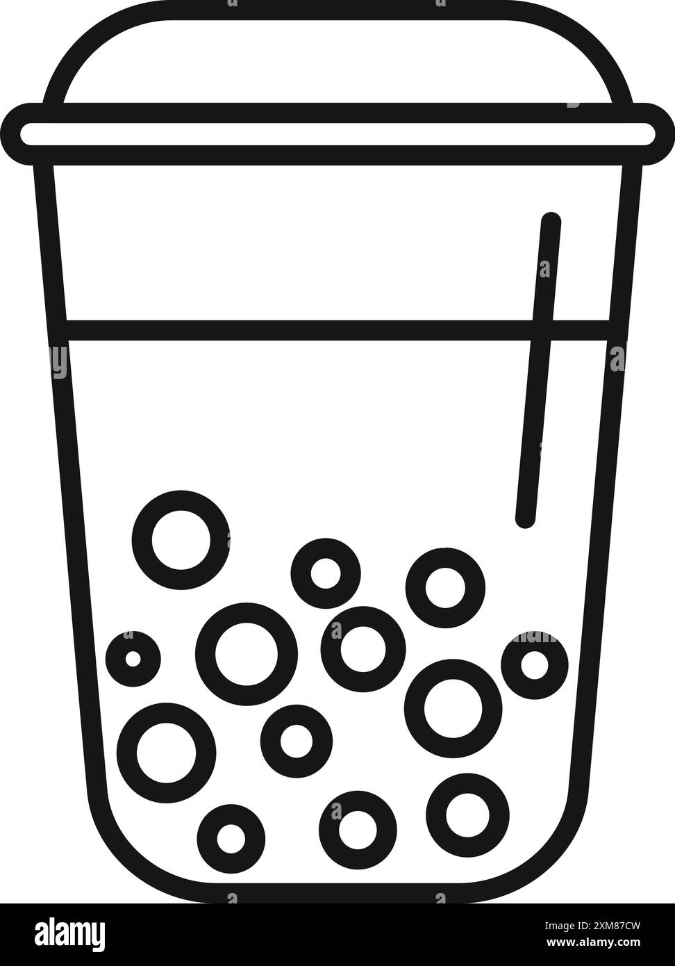 Bubble tea cup with straw showing boba balls floating in tea Stock ...