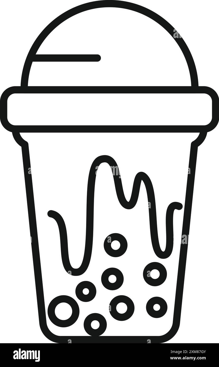 Line drawing of a classic bubble tea cup showing a taiwanese drink with ...