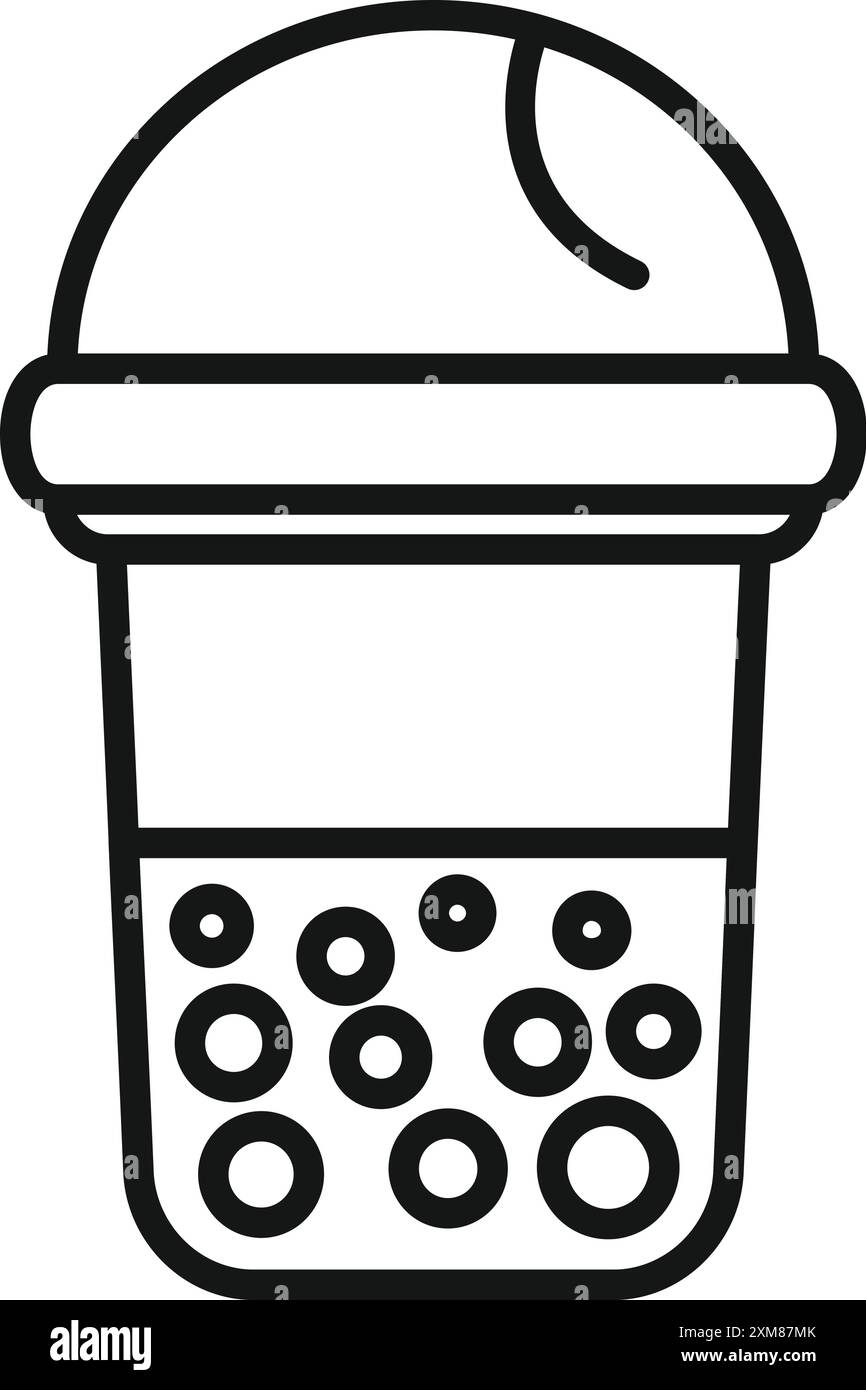 Line drawing of a refreshing bubble tea cup with tapioca balls Stock ...