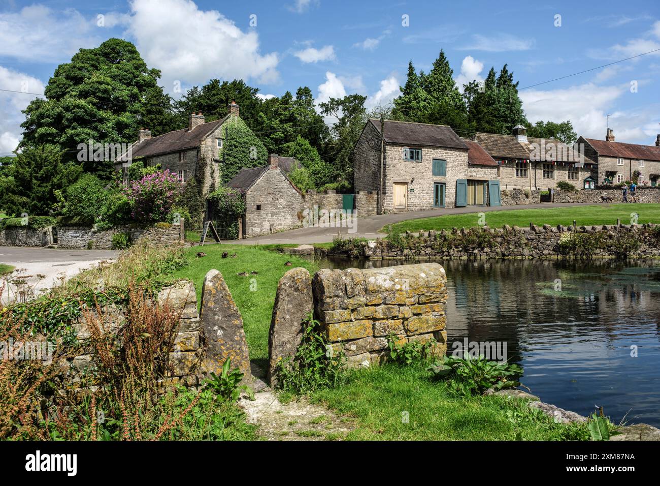 By the village pond in Tissington, Peak District National Park ...