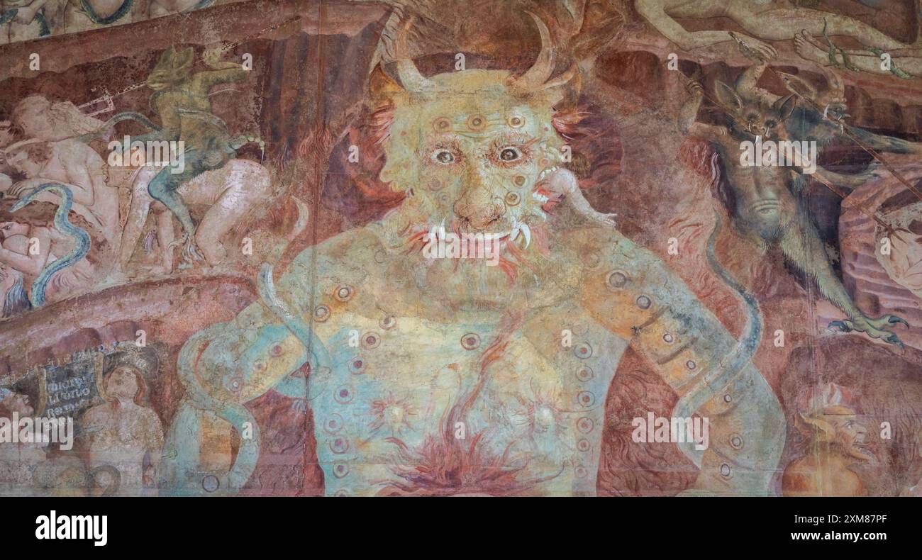 Pisa, Italy - 29 June 2023: Fresco in the Cemetery with Satan and the ...