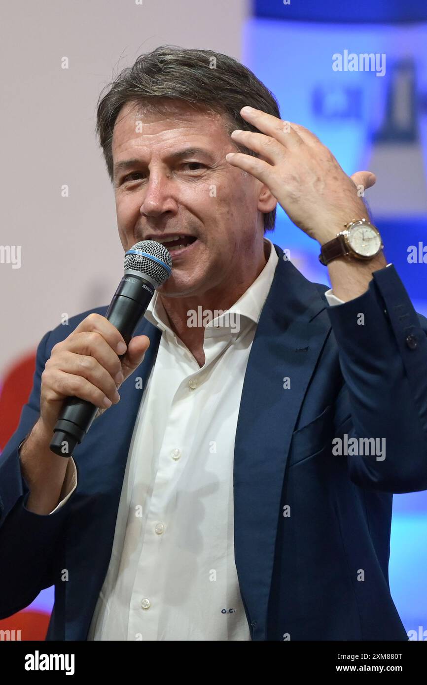 Giffoni Valle Piana, Italy. 26th July, 2024. Giuseppe Conte, President of the 5 Star Movement ...