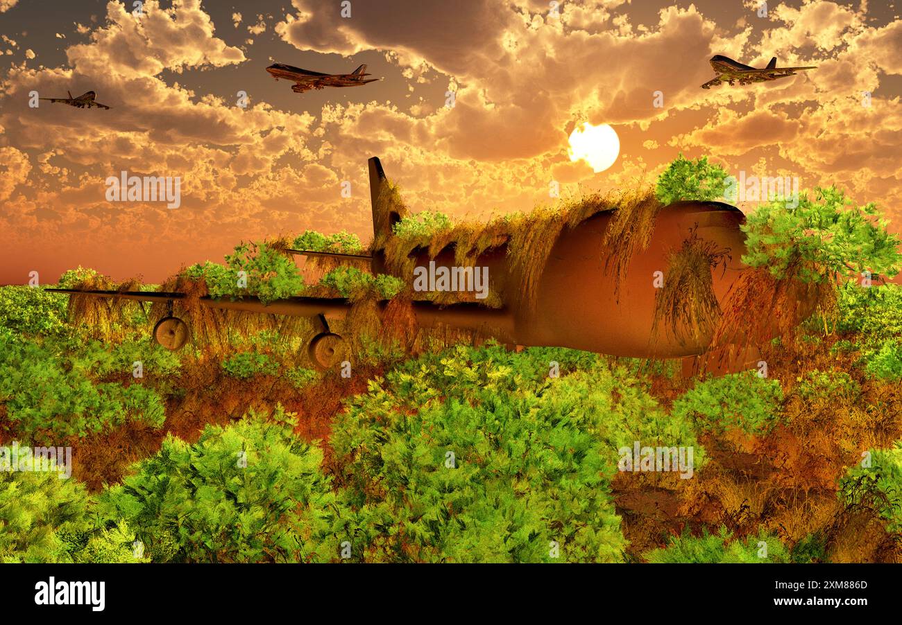 Overgrown Boeing 747 Jumbo Jet Stock Photo - Alamy
