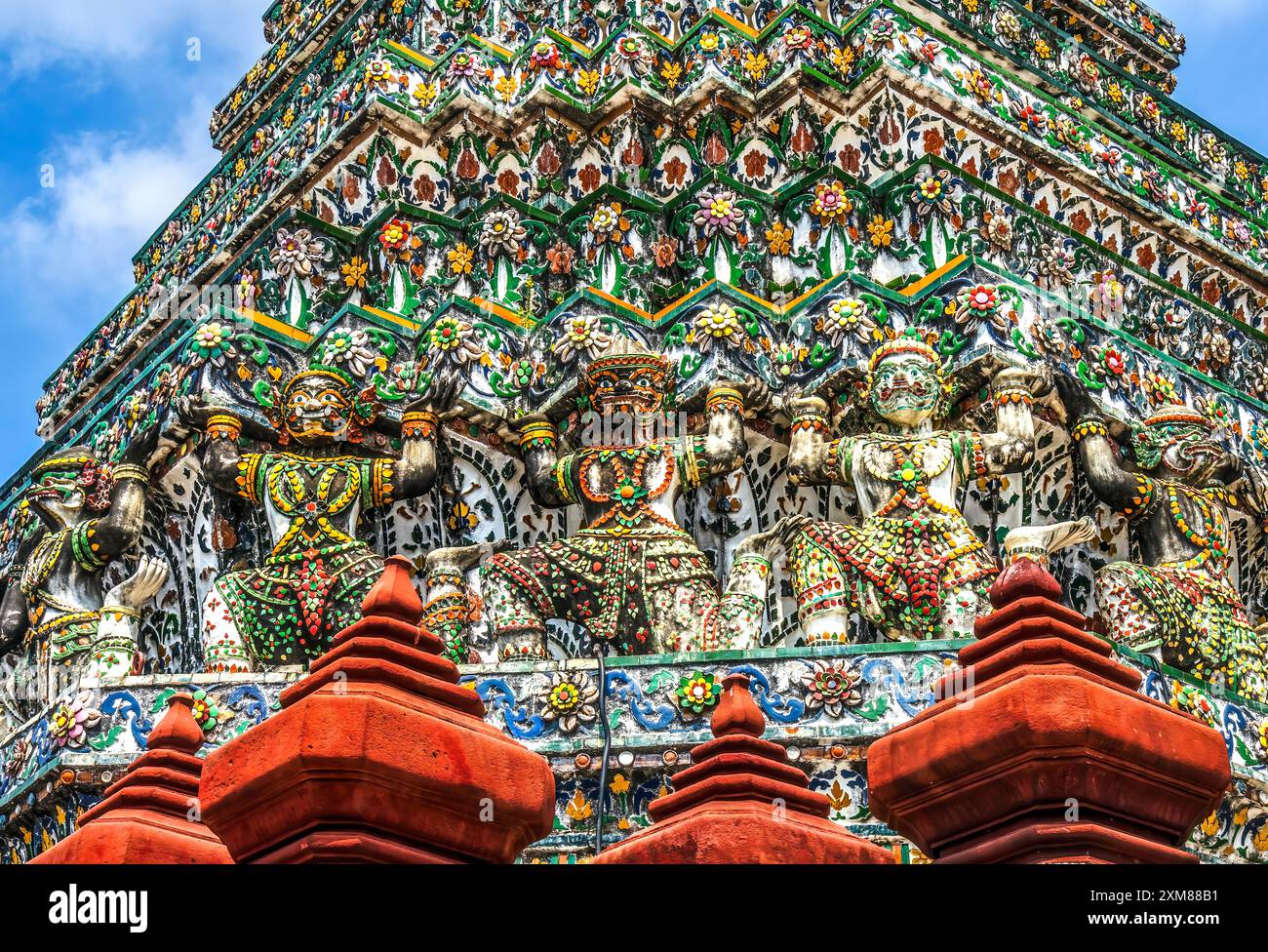 Coloful Ceramic Guardian Warriors Horse Prang Wat Arun Buddhist Temple ...