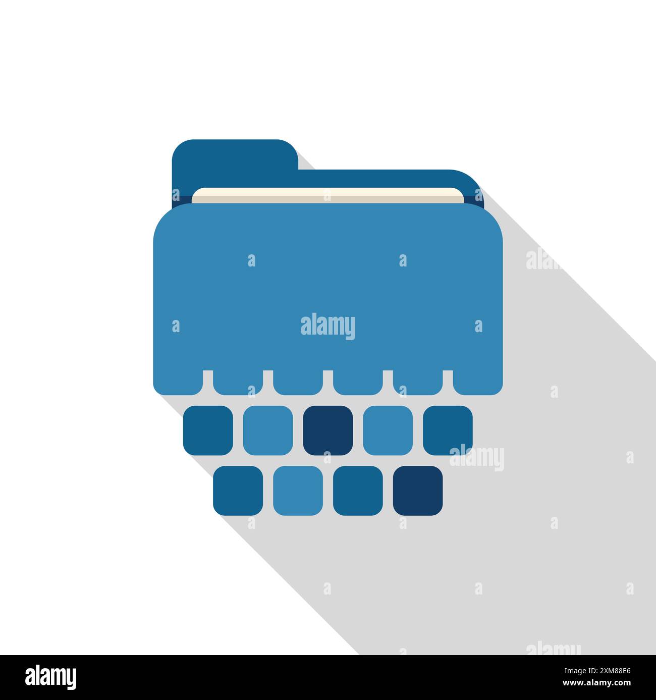 Blue folder transforming into digital data blocks representing cloud ...