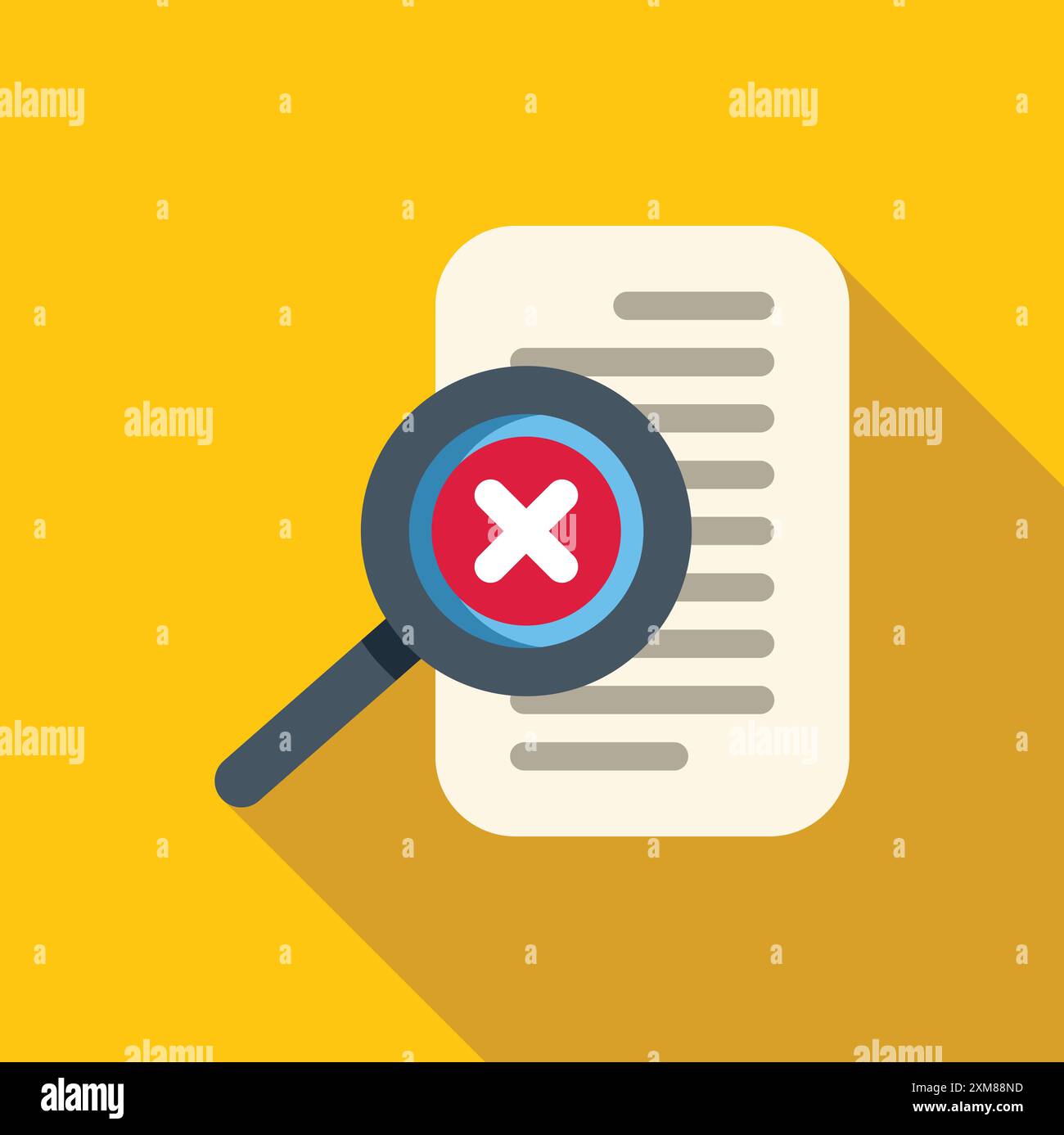 Magnifying glass detecting error in document, concept of audit or fact checking Stock Vector ...