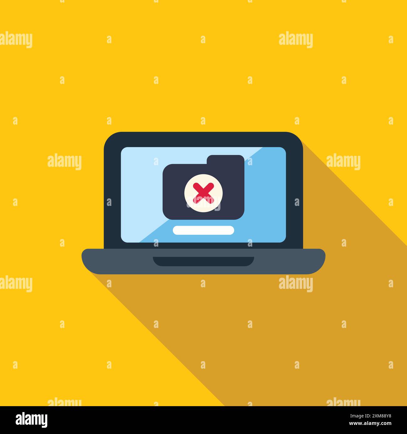Laptop is showing a folder with a red x, representing data loss or deletion Stock Vector Image ...