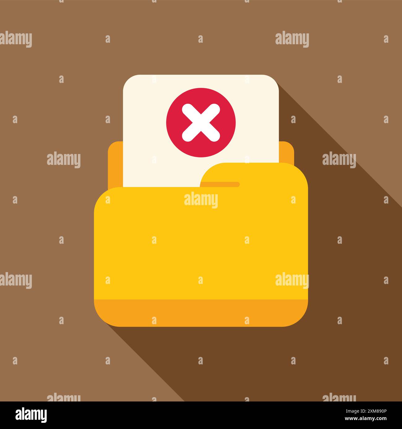 Yellow folder icon with canceled document inside representing deleted ...