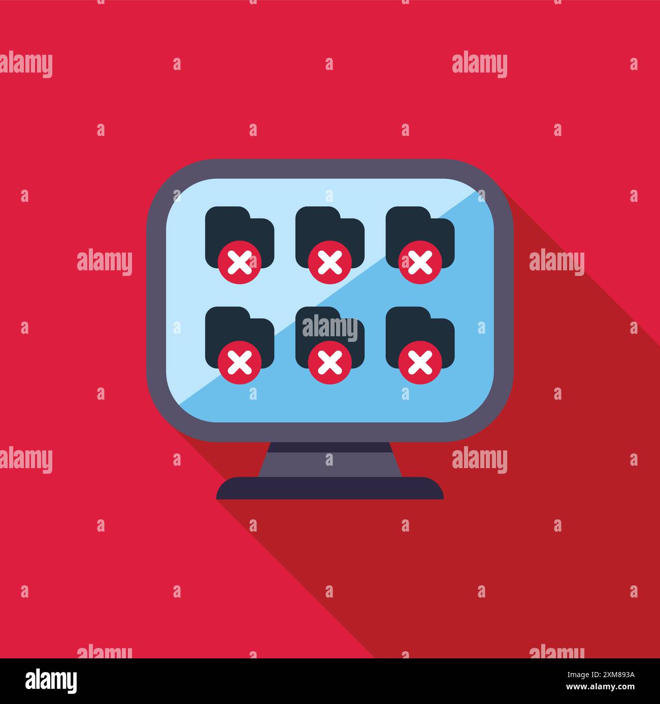 Illustration of a computer monitor displaying six folders each marked ...