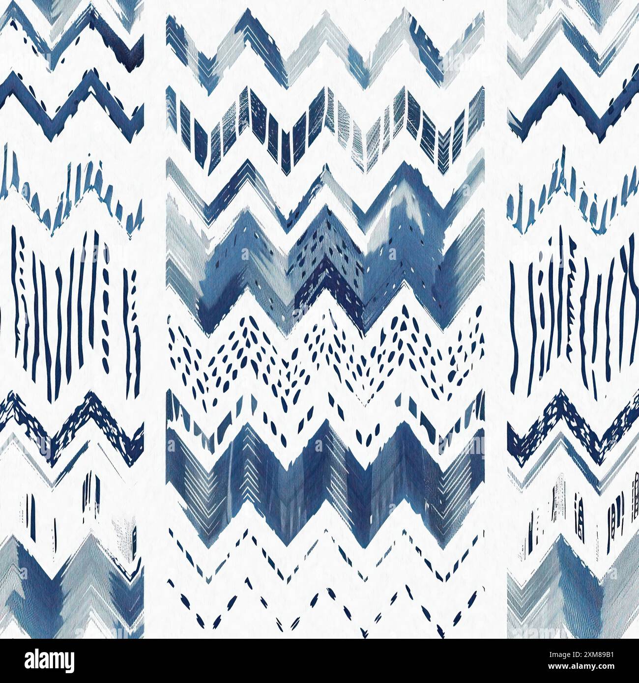 Summery ikat zig zag pattern in painterly brushstroke digital design ...