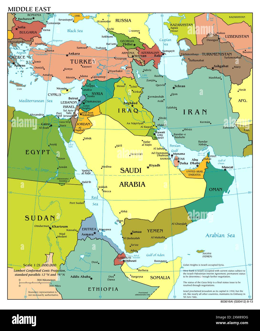 7th Grade Labeled Middle East Physical Map