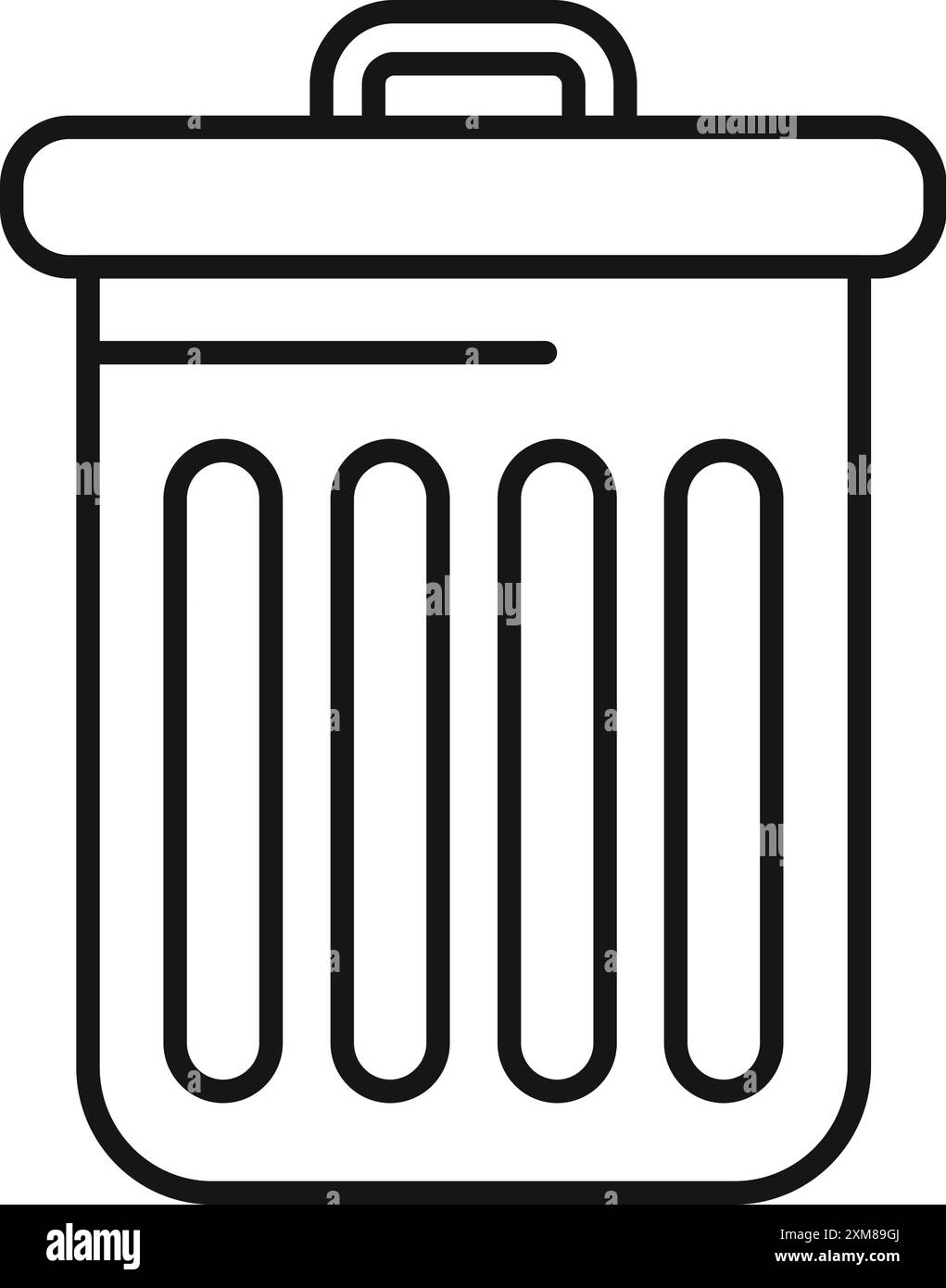 Simple line art of a trash can emphasizing the concept of garbage and ...