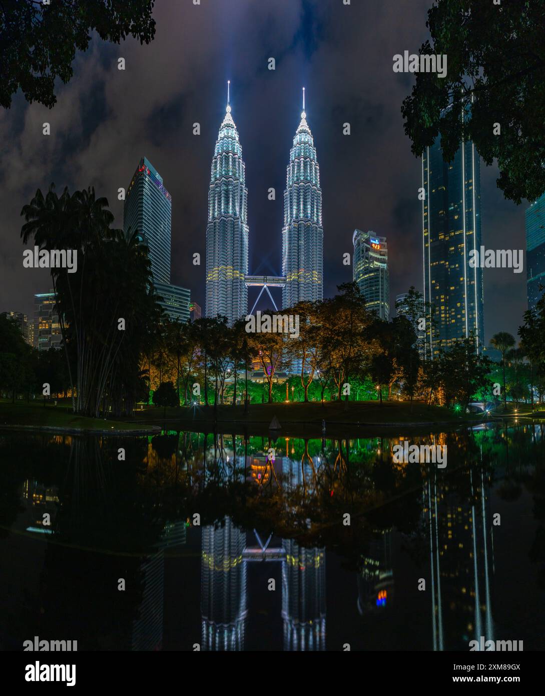 A picture of the Petronas Twin Towers as seen from the KLCC Park at ...