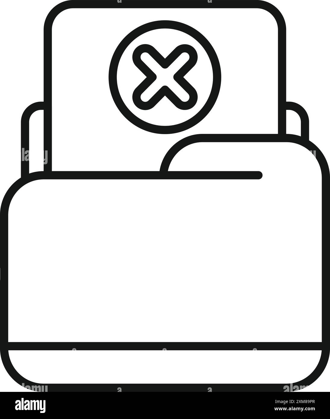 Line art icon of an archive folder rejecting a document with an error cross mark Stock Vector ...