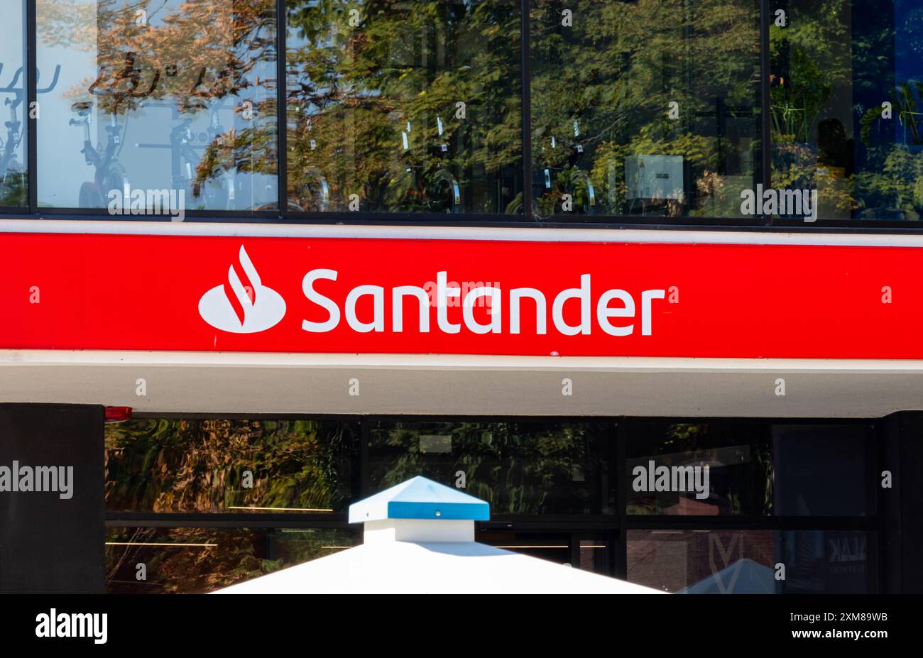 July 24, 2024 Lublin Poland. Photo from the trip. Santander bank logo ...