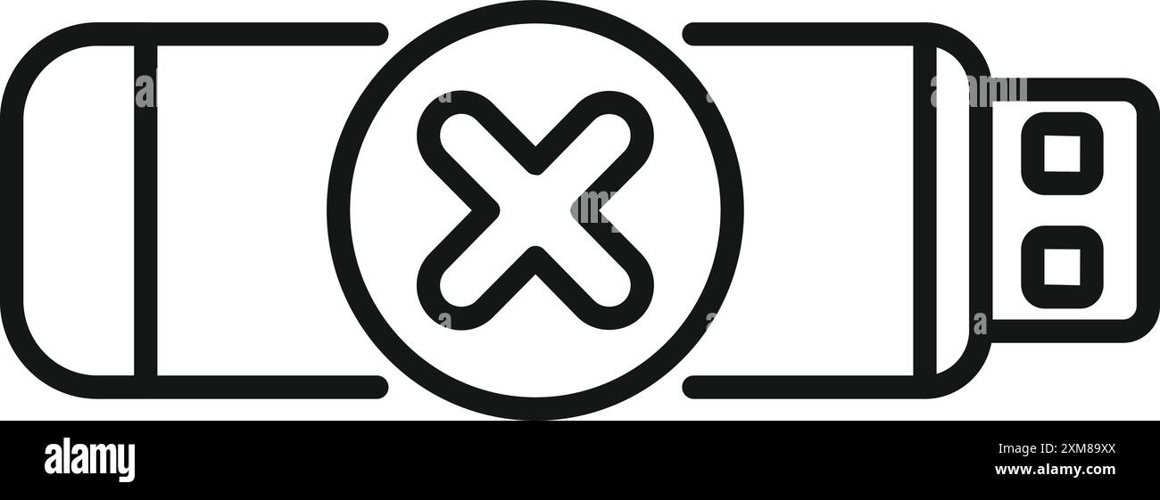 Simple vector illustration of a broken usb flash drive with an error ...