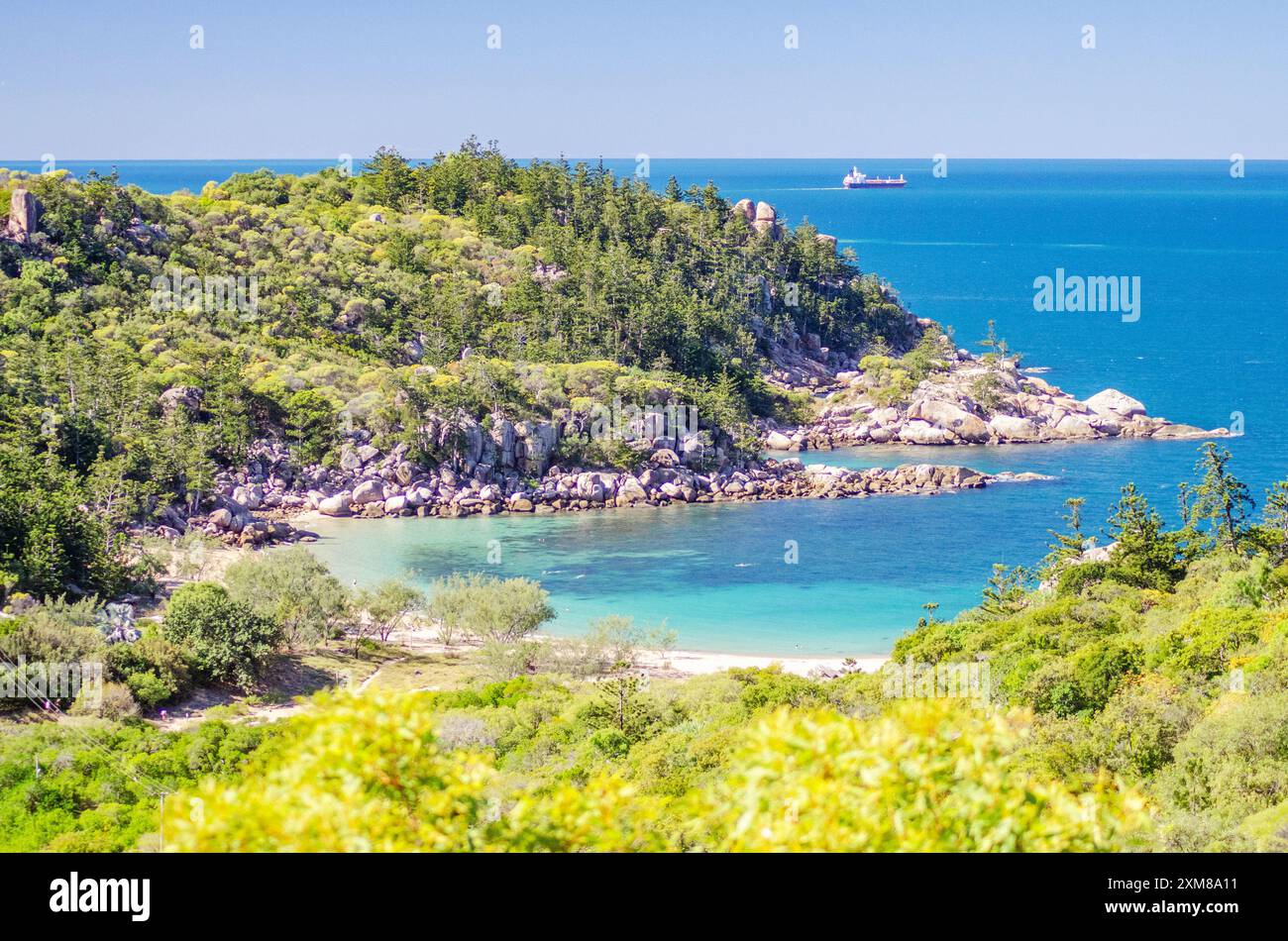 Picturesque golden sandy Arthur Beach with granite boulders and ...