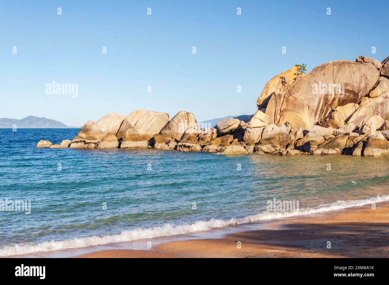 Picturesque golden sandy Arthur Beach with granite boulders and ...