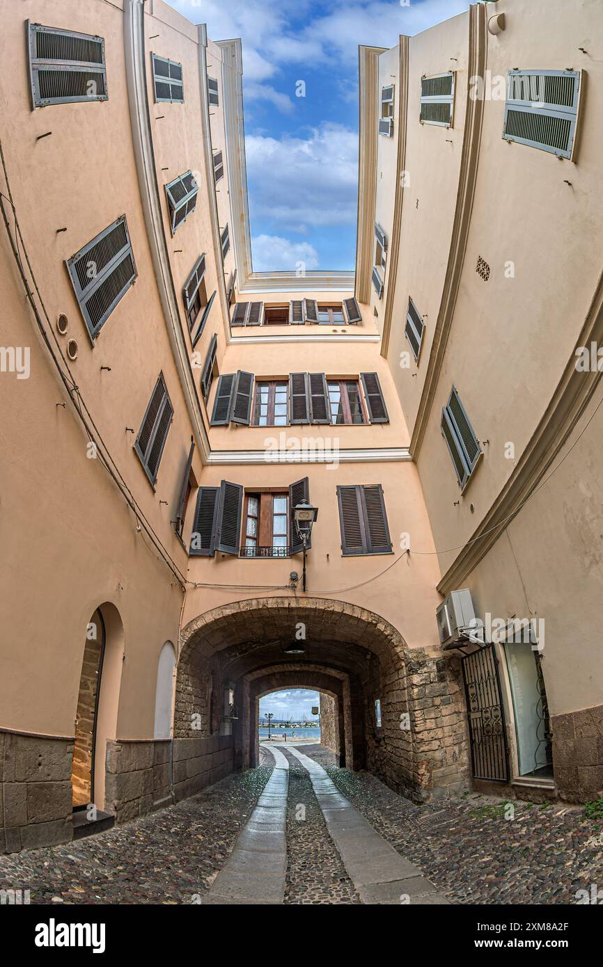 Port Salve, an arch of a medieval building connecting Piazza Civica and ...
