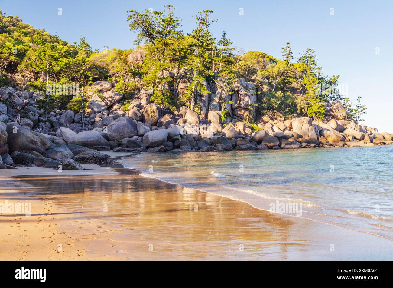 Picturesque golden sandy Arthur Beach with granite boulders and ...