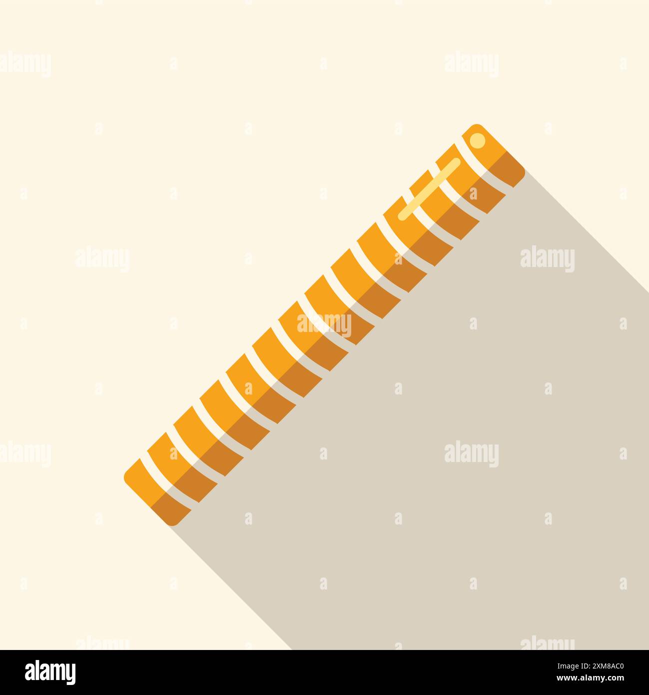 Single crunchy wafer roll with filling casting long shadow on white ...