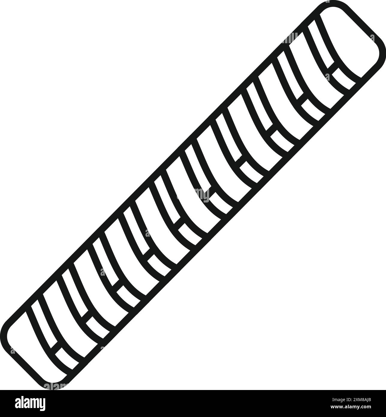 Black outline icon of a reinforced steel bar, a material used in the ...