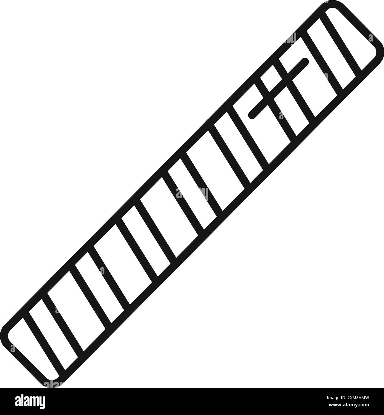 Black outline icon representing a simple ladder leaning to the right ...