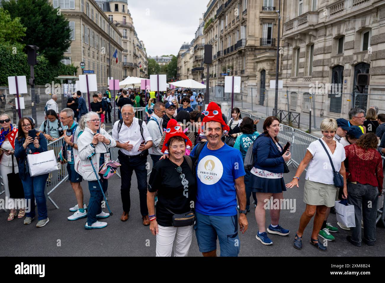 Paris, France. 26th July, 2024. Fans wearing Phrygian caps, Phryges ...