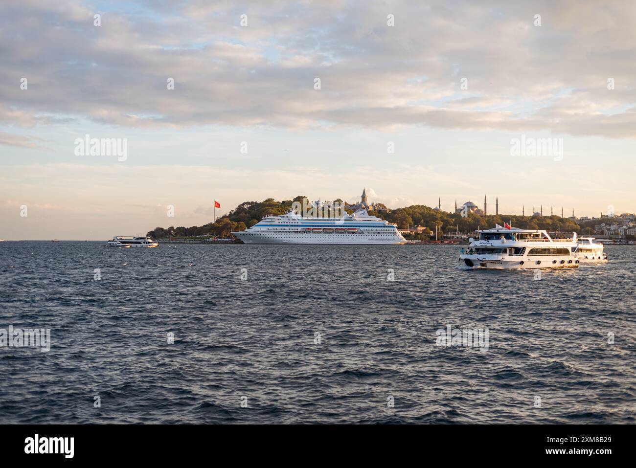 Istanbul water area. Touristic sightseeing ships in istanbul city ...