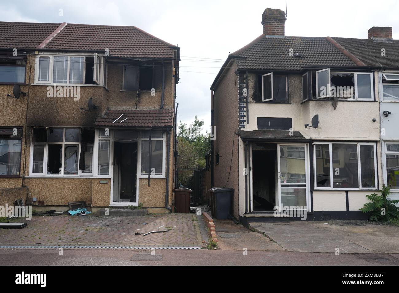 The scene of a house fire in Dagenham. One hundred firefighters and 15 ...