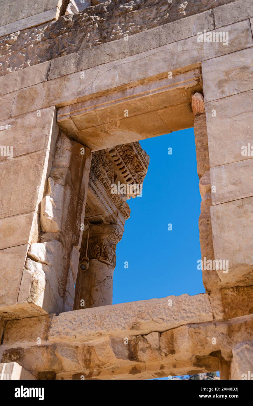 Celsus Library in ancient city Ephesus at sunset near Selcuk, Turkey ...