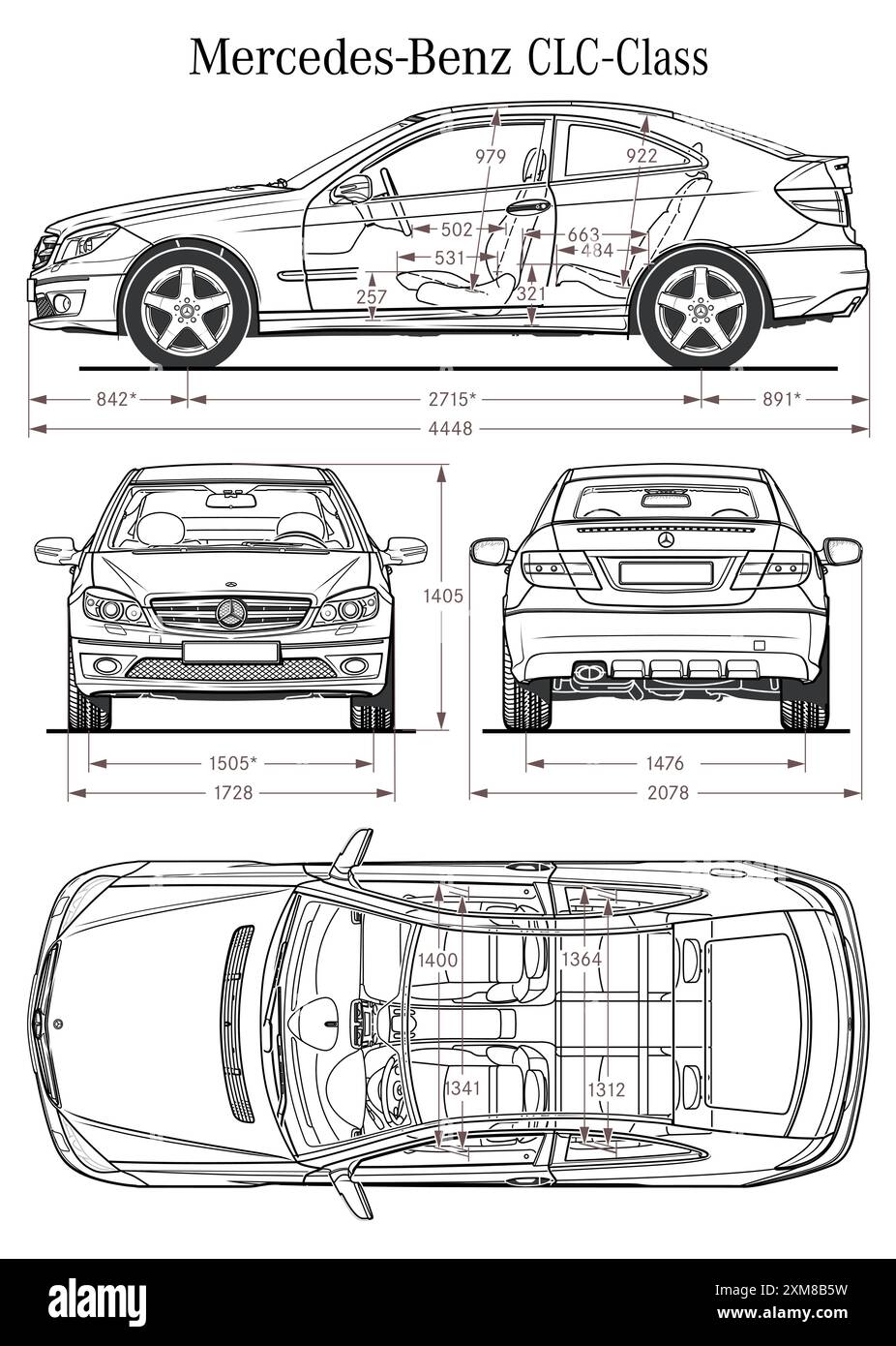 2008 Mercedes Benz CLC Class car blueprint Stock Vector Image & Art - Alamy