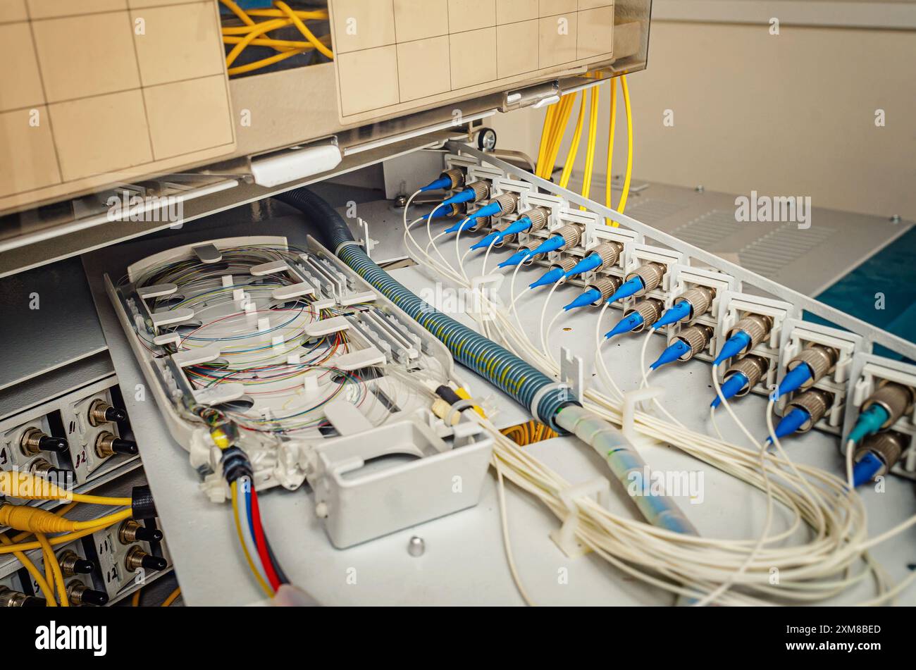 internal wiring of the optical patch panel in the wall cabinet for ...