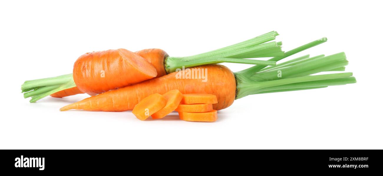 Whole and cut fresh carrots isolated on white Stock Photo - Alamy