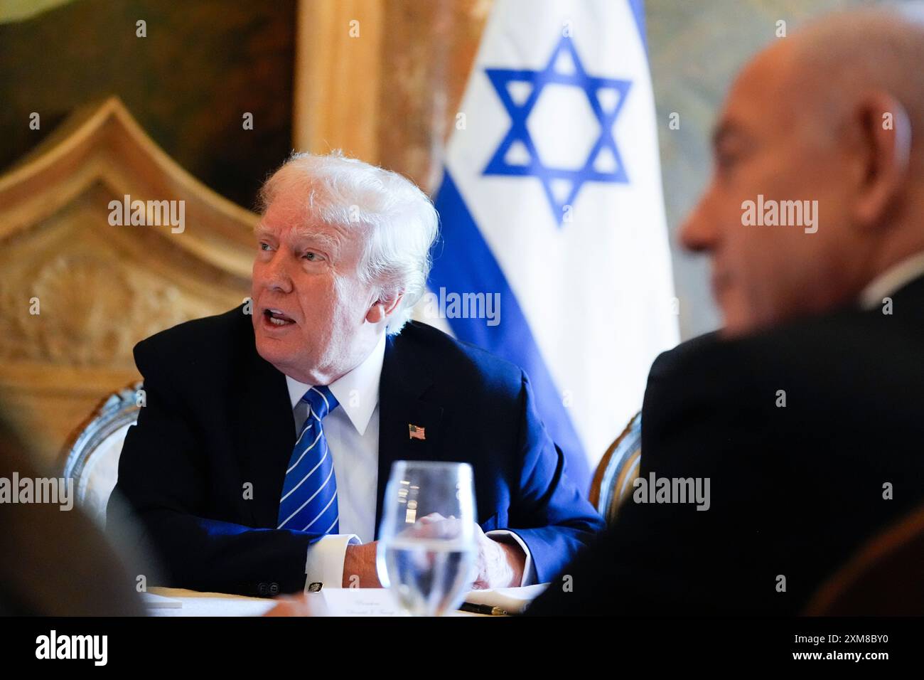 Republican presidential candidate former President Donald Trump meets ...