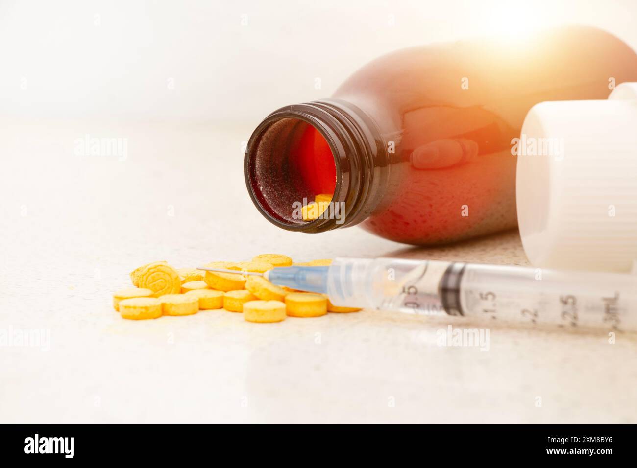 isolated floor texture of drugs and syringes, isolated drug abuse ...